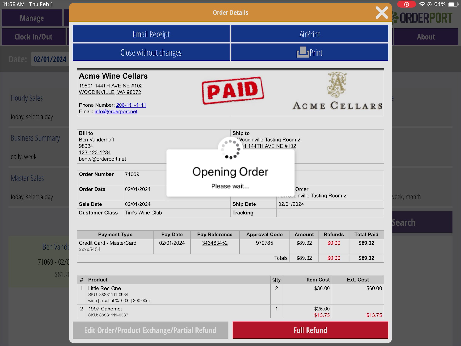 Editing an Order (POS) – OrderPort University