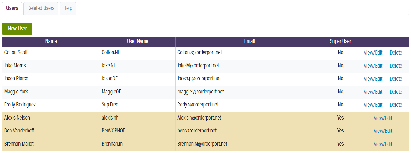 Users Module – OrderPort University