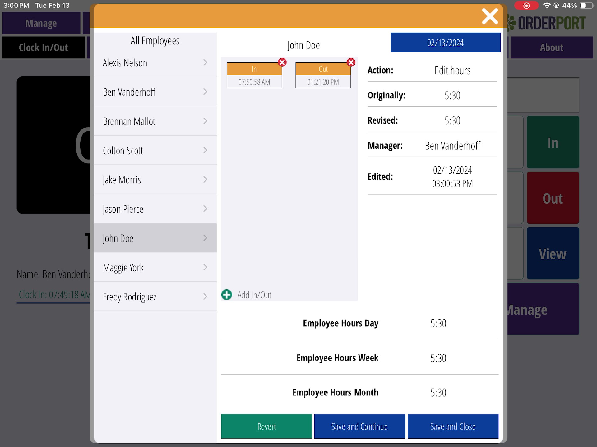 Timecards – OrderPort University