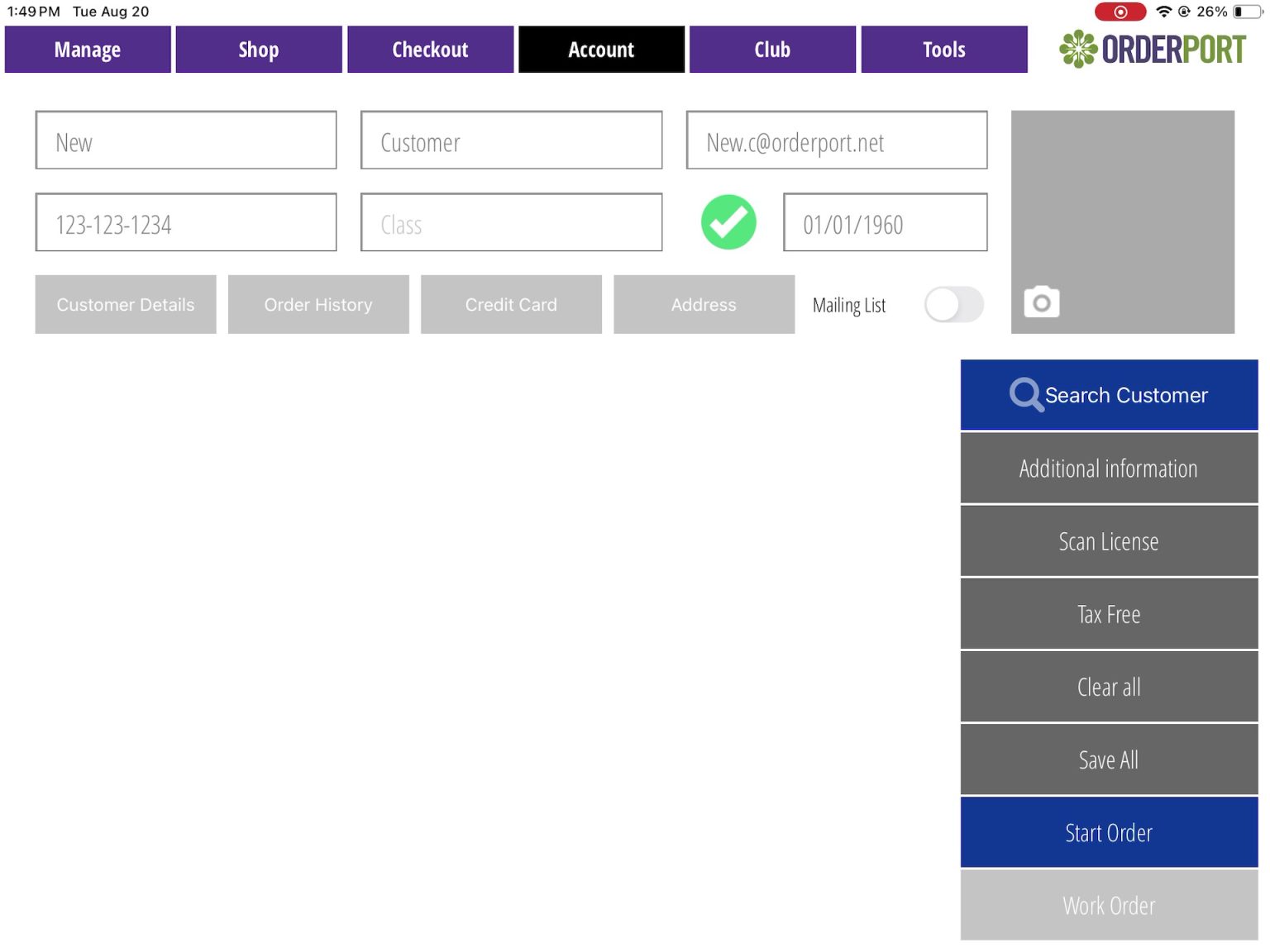 Creating an Account (POS) – OrderPort University